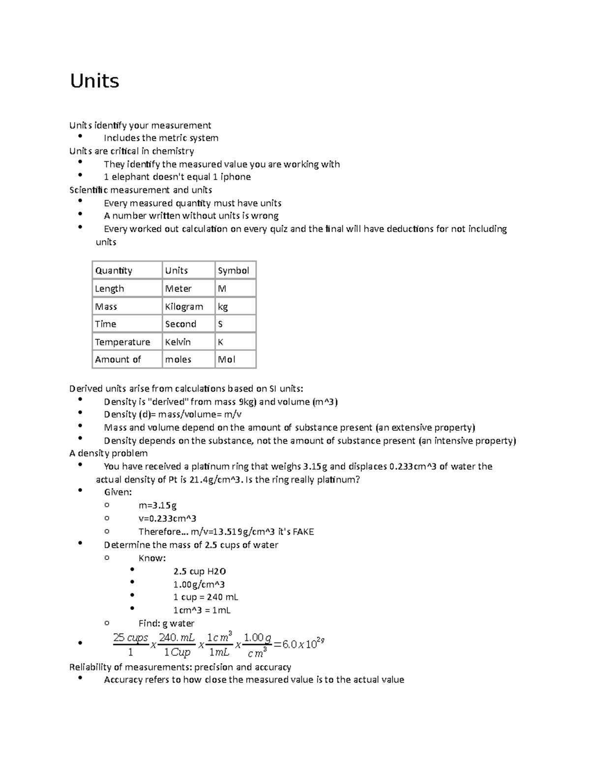 Lecture on units - Units Units identify your measurement Includes the ...