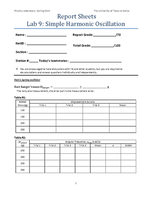 Physics Lab02 Pre-lab - Physics Laboratory I Spring 2024 The University ...