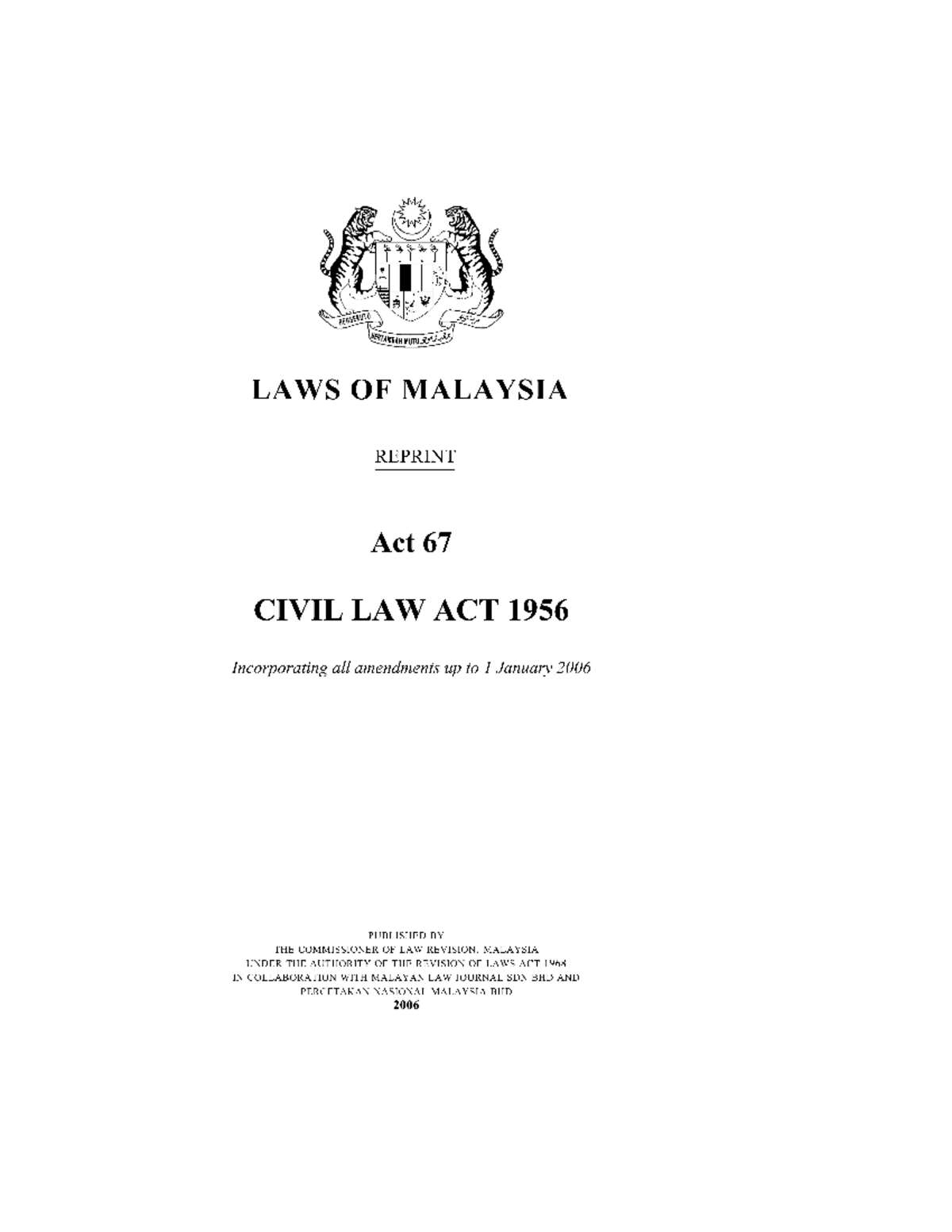 Civil Law Act 1956 This Is The Statute For Your Reference Good Luck