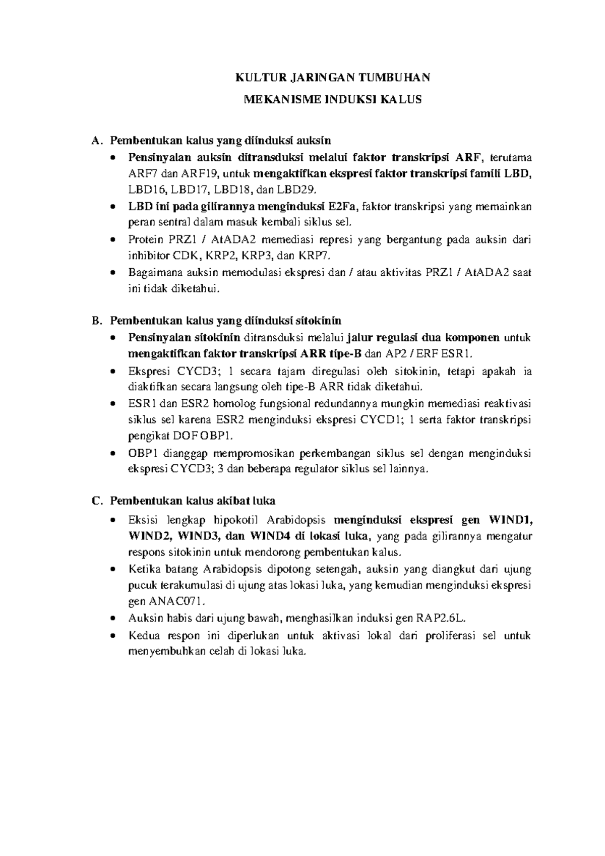 Kultur Jaringan Tumbuhan Mekanisme Induksi Kalus - KULTUR JARINGAN ...