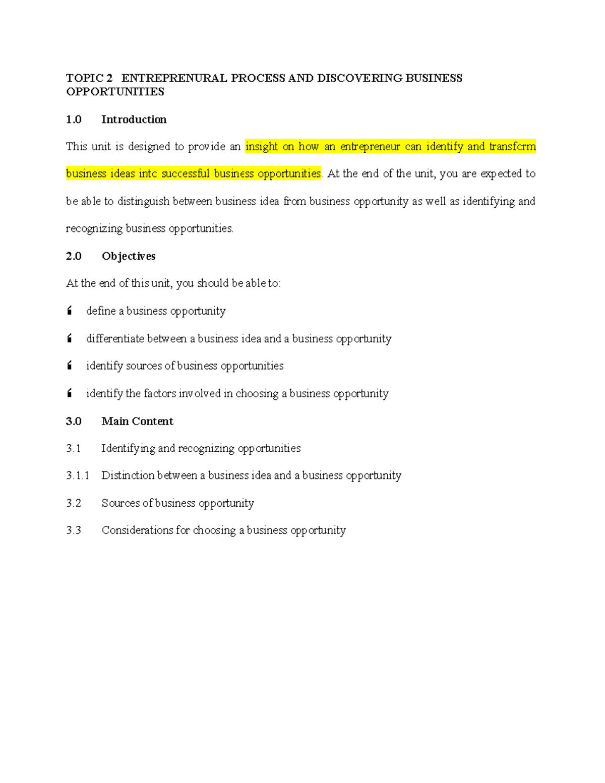 Topic 2 Discovering Business Opportunities - TOPIC 2 ENTREPRENURAL ...