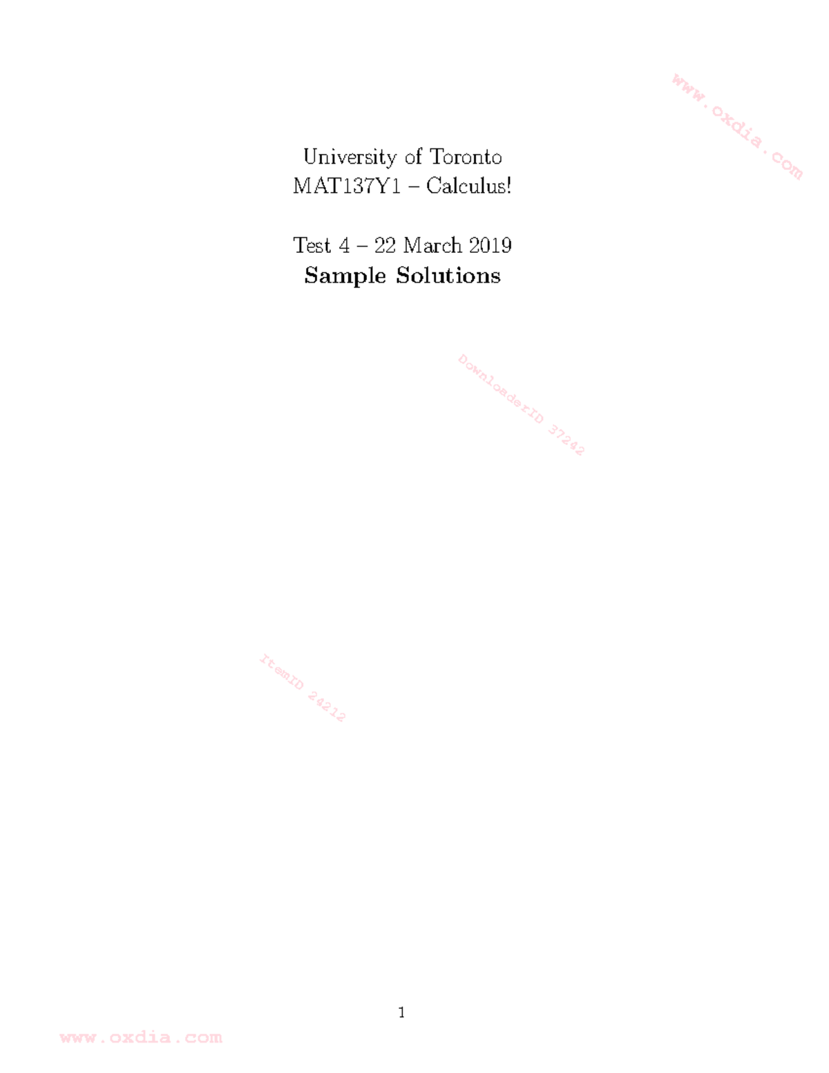 TEST 4 2019. m - University of Toronto MAT137Y1 – Calculus! Test 4 – 22 ...