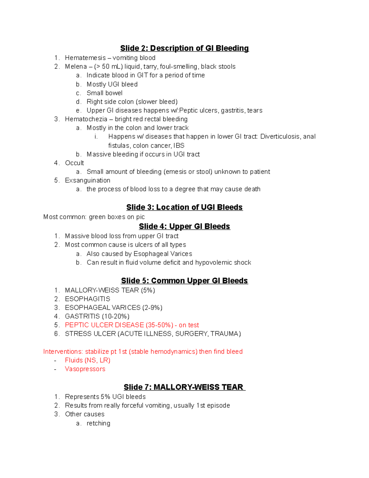 Adult GI - Slide 2: Description of GI Bleeding Hematemesis – vomiting ...