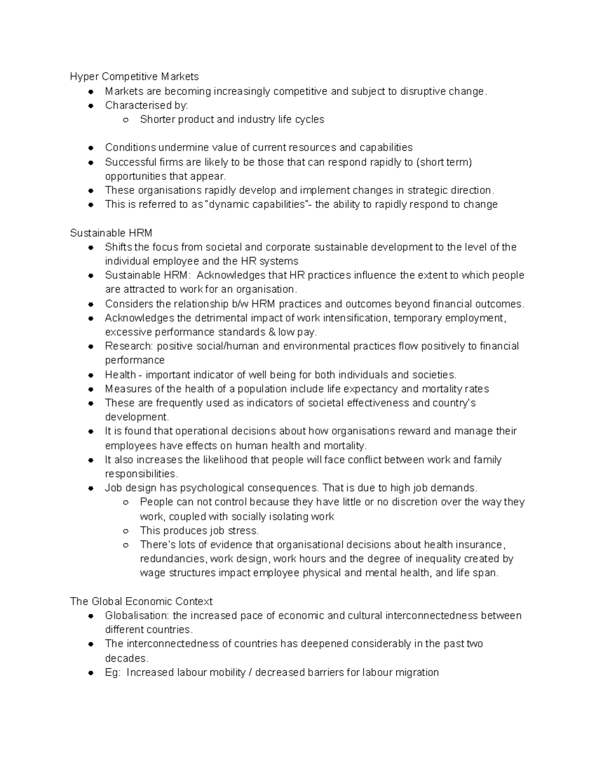 Mgmt w3 - Lecture notes 3 - Hyper Competitive Markets Markets are ...