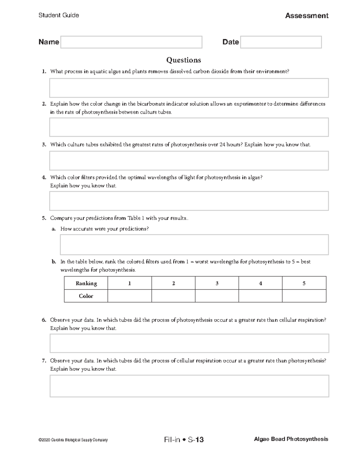 Algae Bead PSAssessment - Questions 1. What process in aquatic algae ...