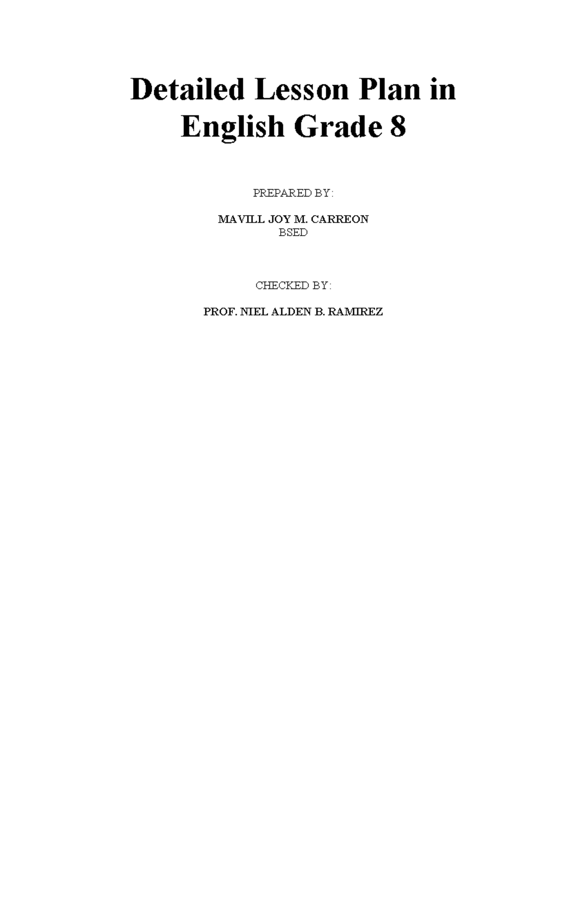 Detailed Lesson Plan in Teaching Grammar - Detailed Lesson Plan in ...