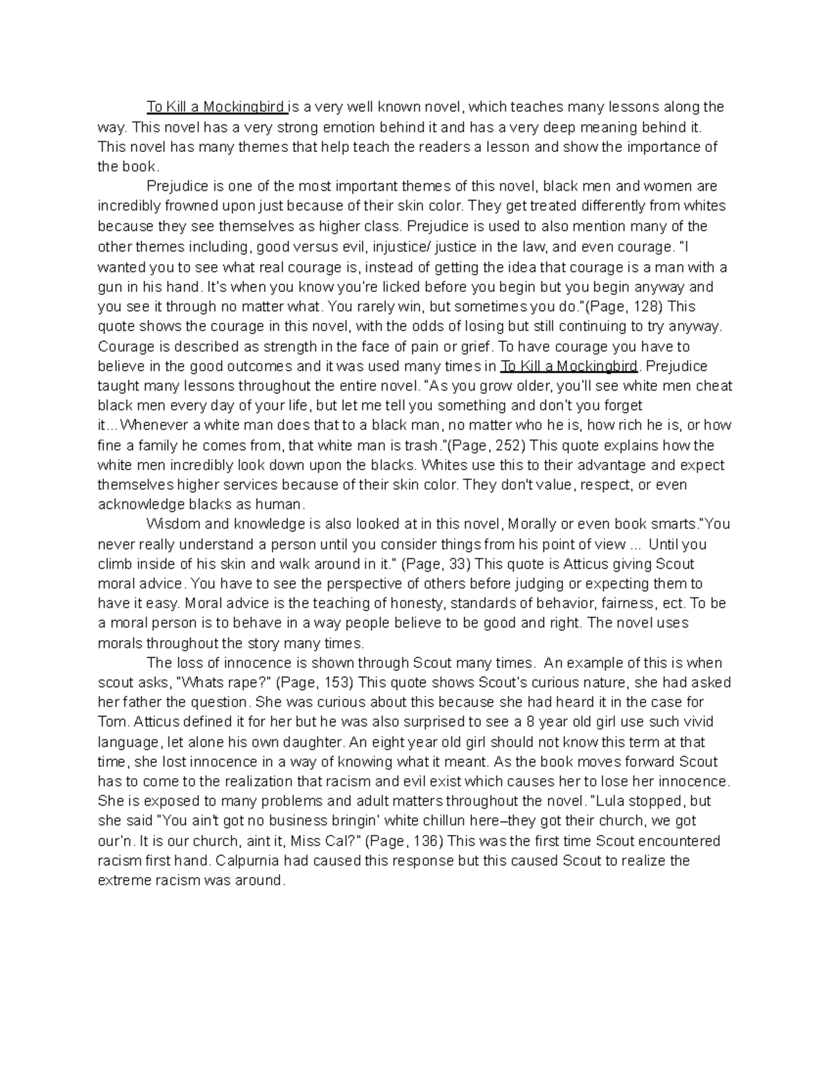 To Kill a Mockingbird Essay - This novel has a very strong emotion ...