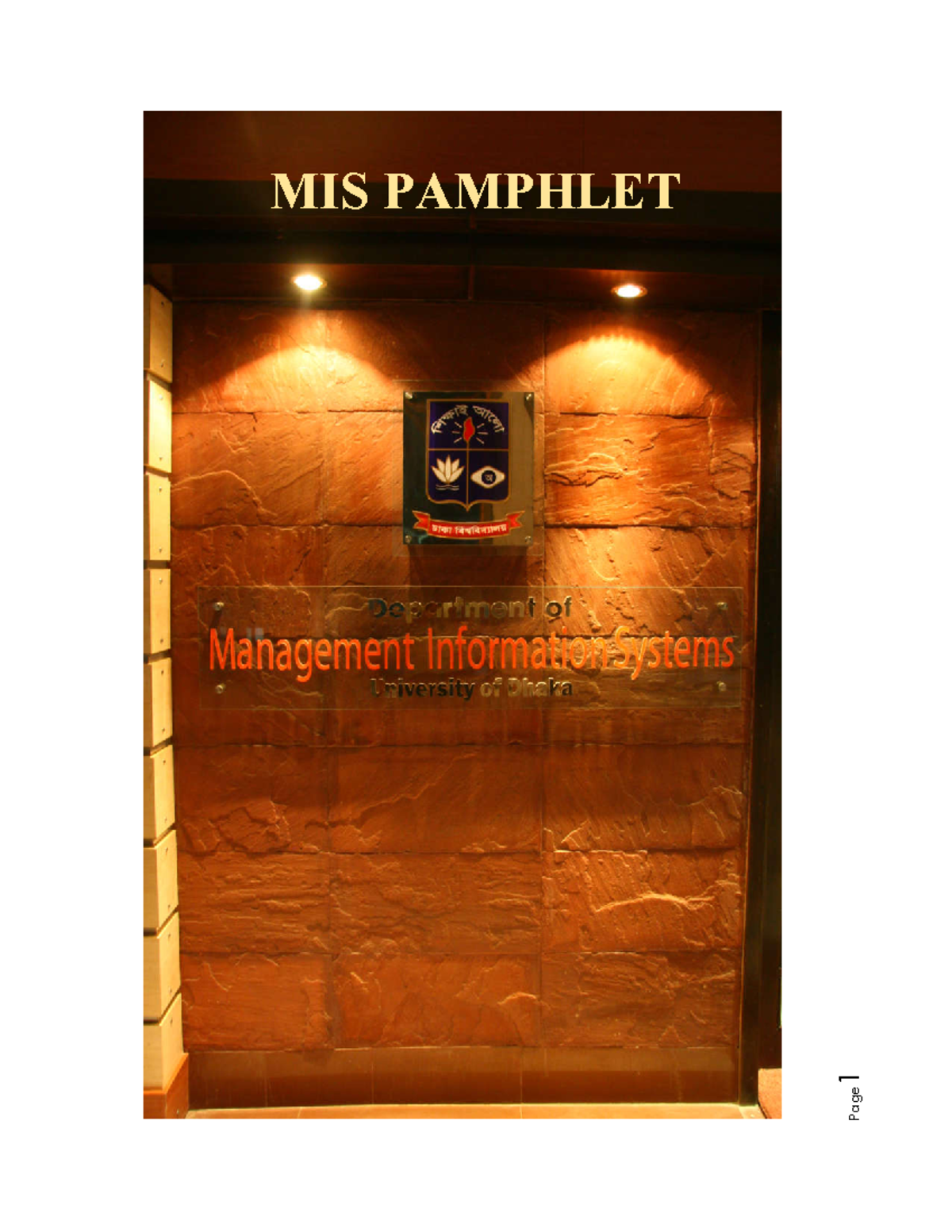 MIS - Nice - 1 MIS PAMPHLET 4 Published by The Chairman Department of ...