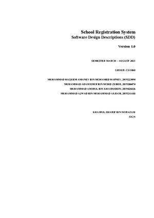 SDD Report (template) - SDD - Software Development Plan - UiTM - Studocu
