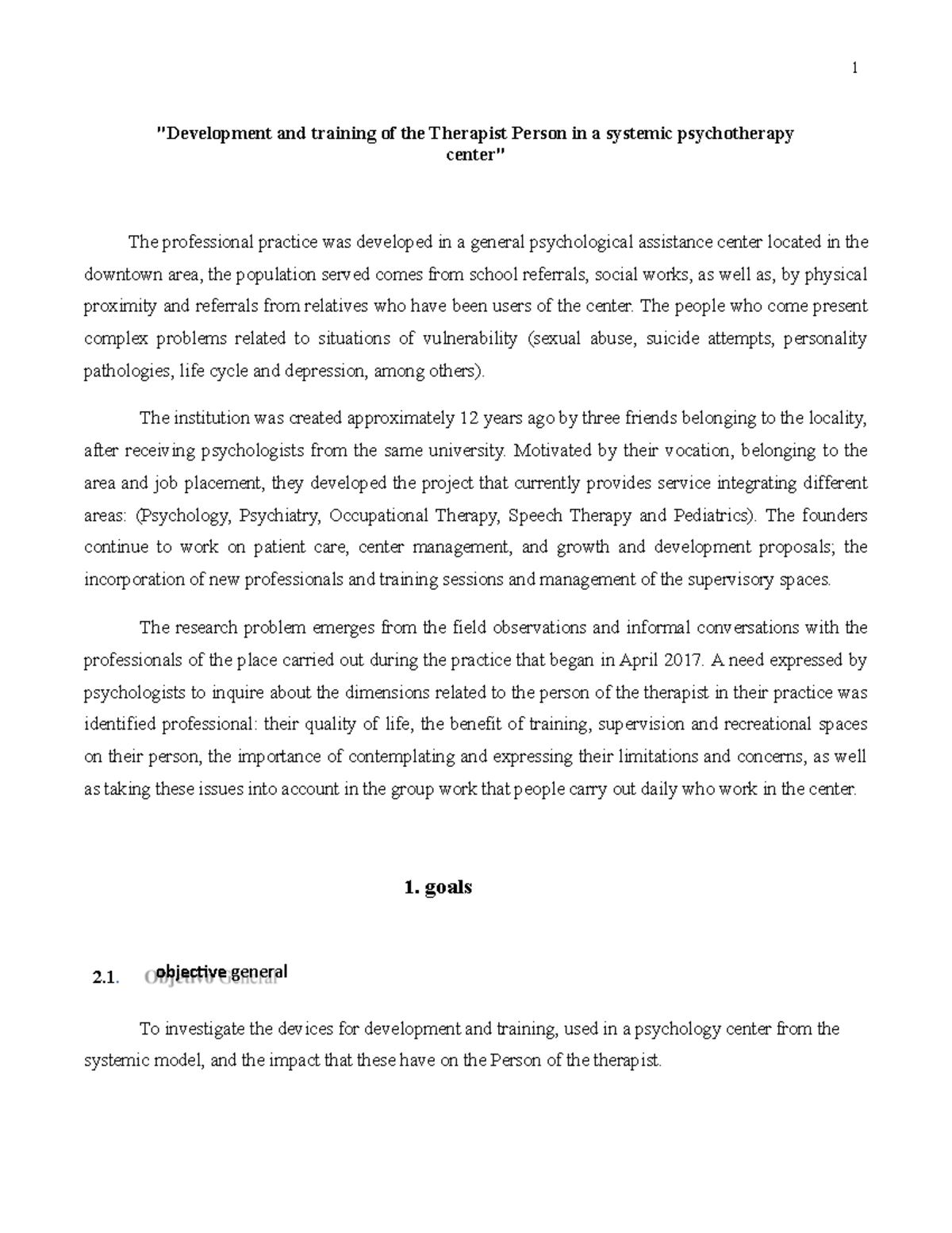 Development and training of the Therapist Person in a systemic ...