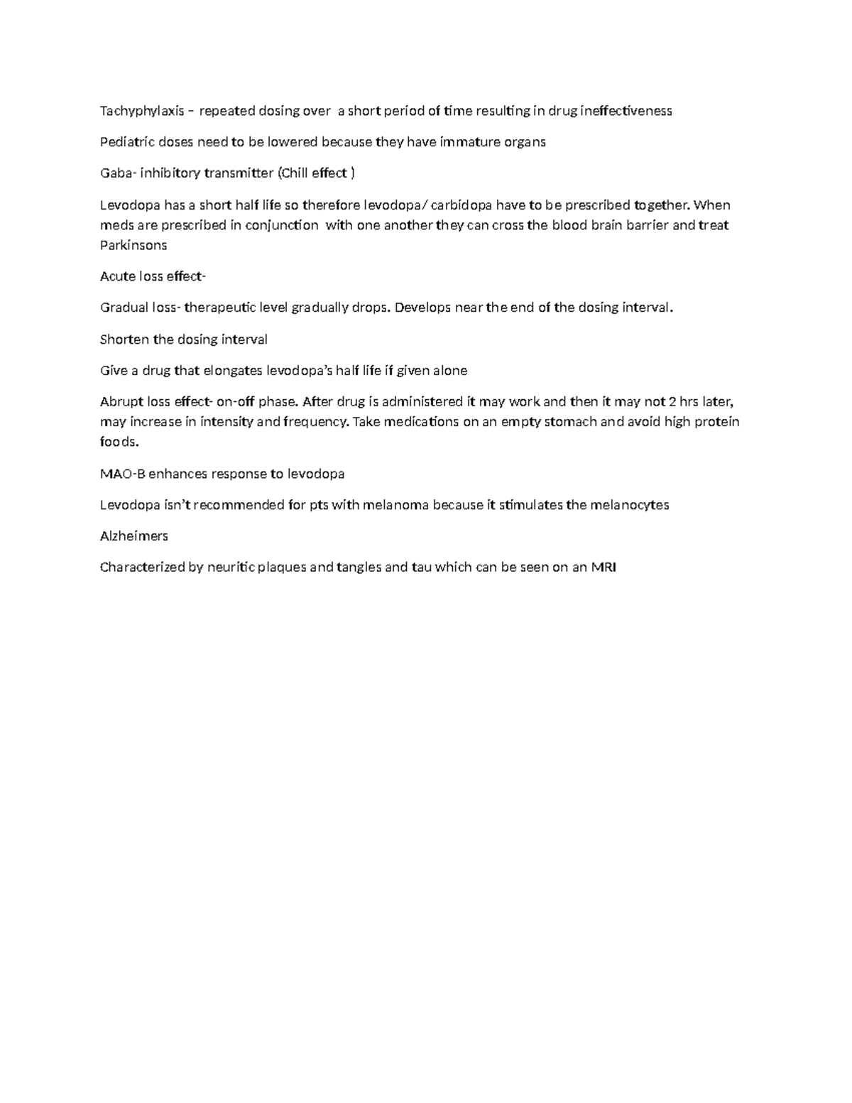 Pharm lecture - Tachyphylaxis – repeated dosing over a short period of ...