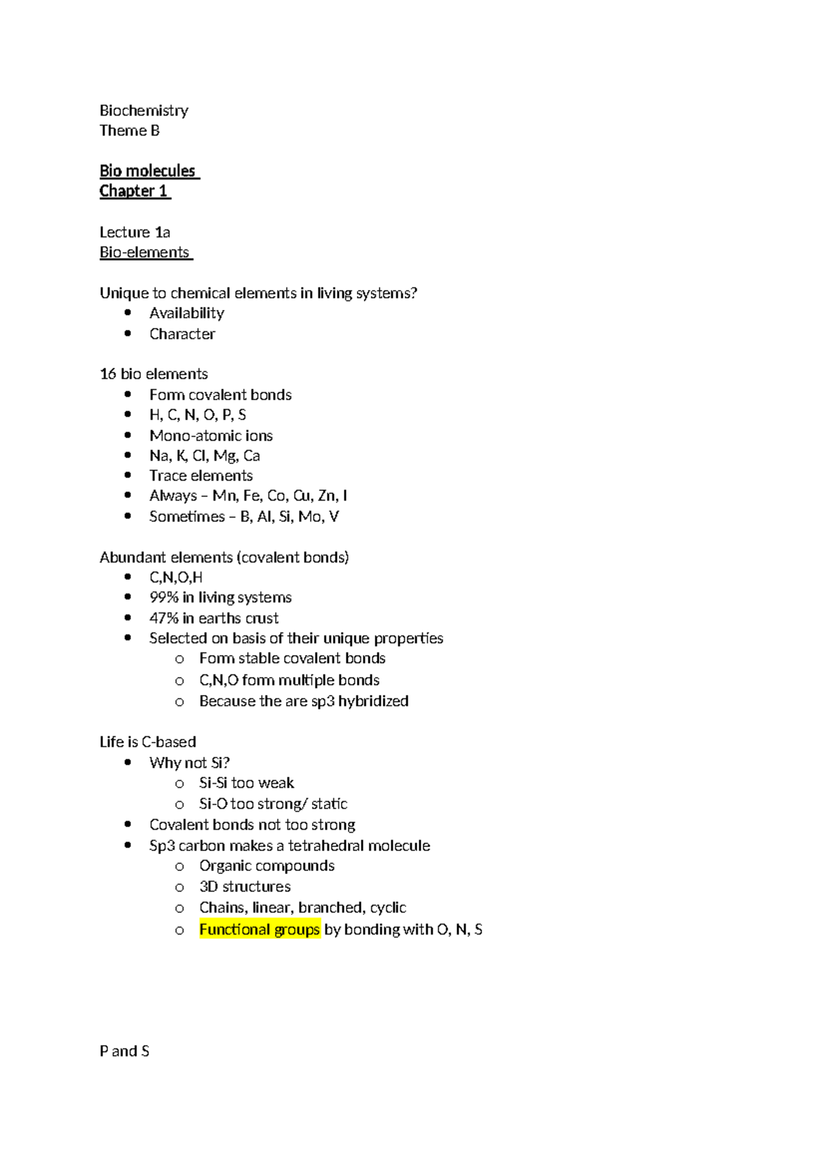 Tema B - Summary Biochemistry - Biochemistry Theme B Bio molecules ...