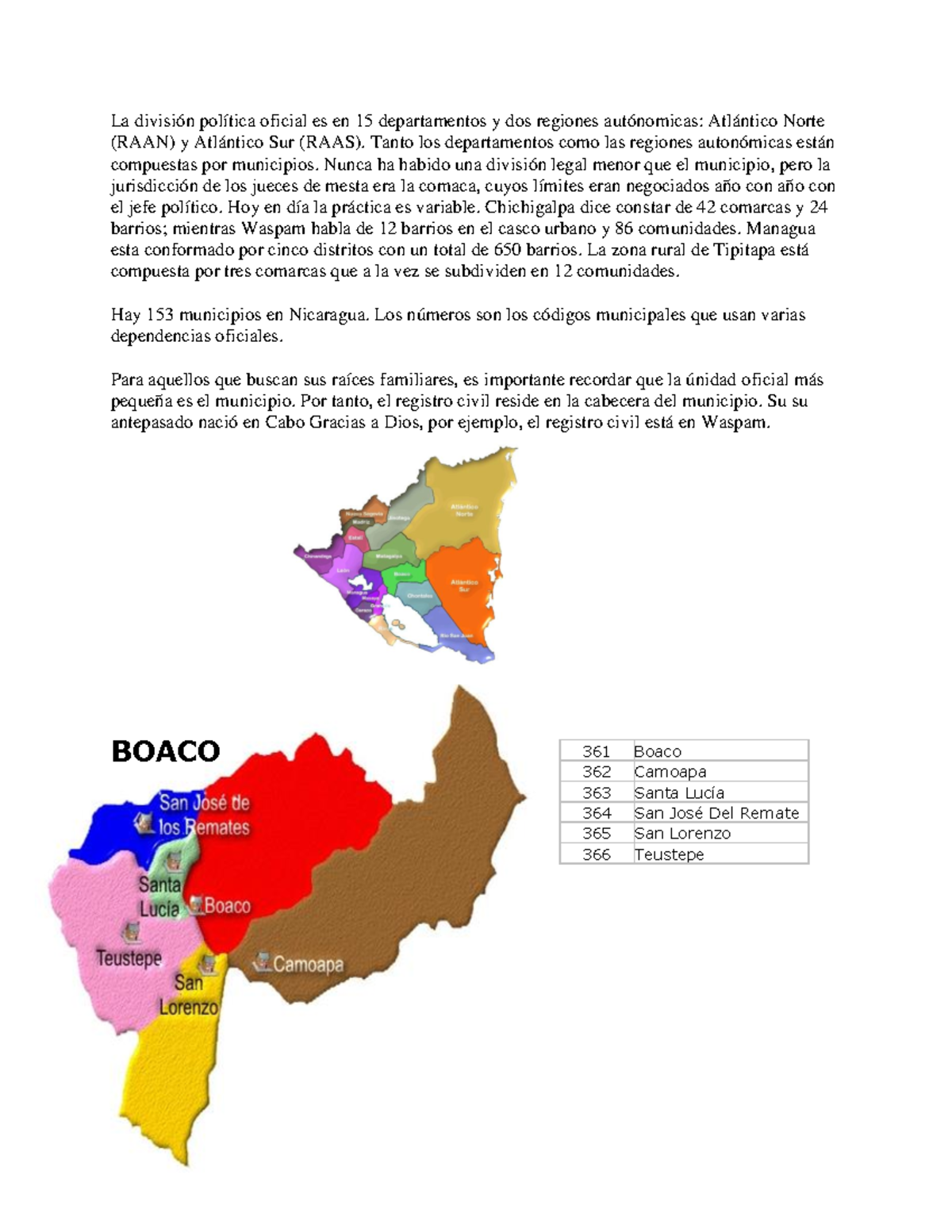 364662771 Municipios de Nicaragua - La división política oficial es en ...