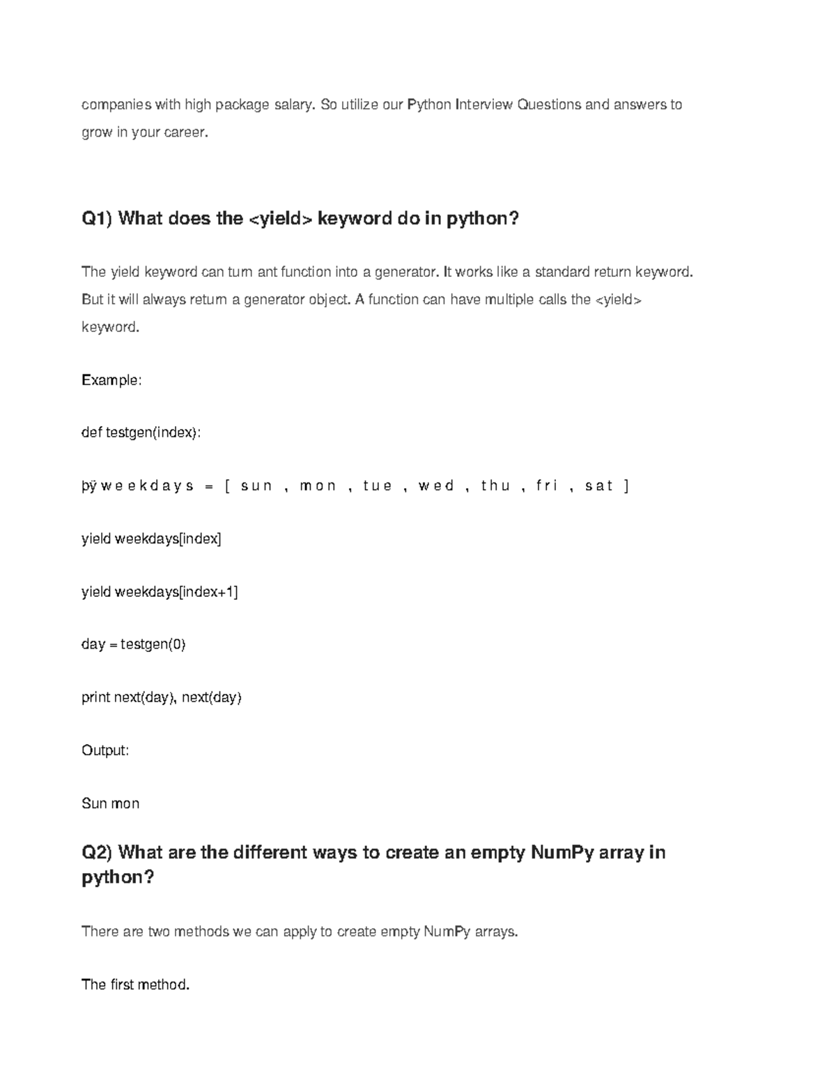 Python Interview Questions&Answers - companies with high package salary ...