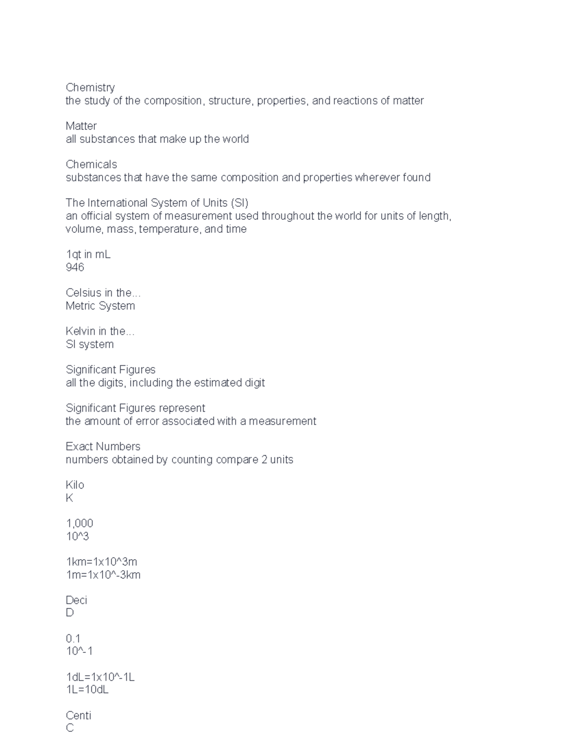 Chem 1306 EXAM 1 Notecards - Chemistry the study of the composition ...