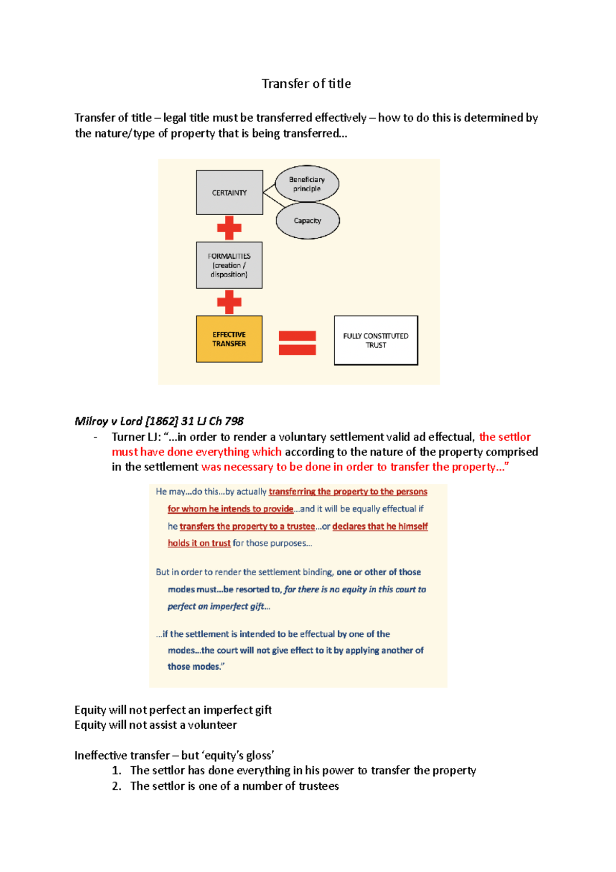 Transfer of title - Transfer of title Transfer of title – legal title ...