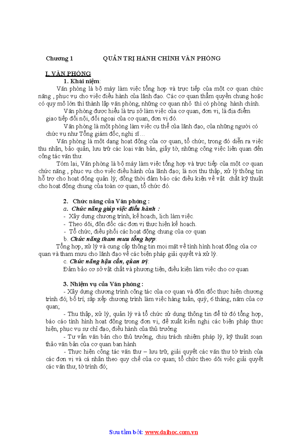 Chng 1 QUN TR HANH Chinh VAN Phong-đã chuyển đổi - Sưu tầm bởi: daihoc.com Chương 1 QUẢN TRỊ ...