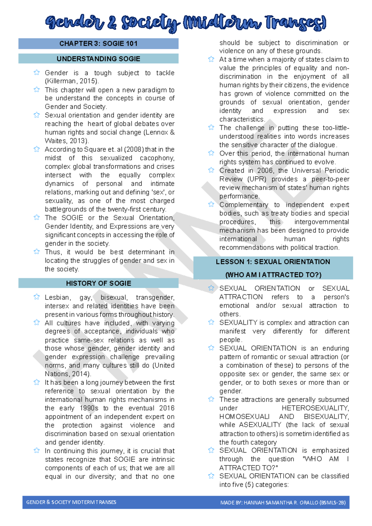 Gen Soc-Midterm-Transes - CHAPTER 3: SOGIE 101 UNDERSTANDING SOGIE ...