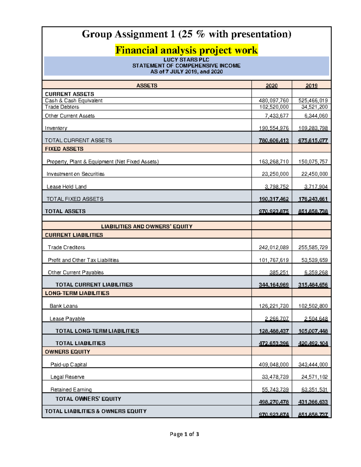 Financial Analysis Project Work 2024 - Page 1 of 3 Group Assignment 1 ...