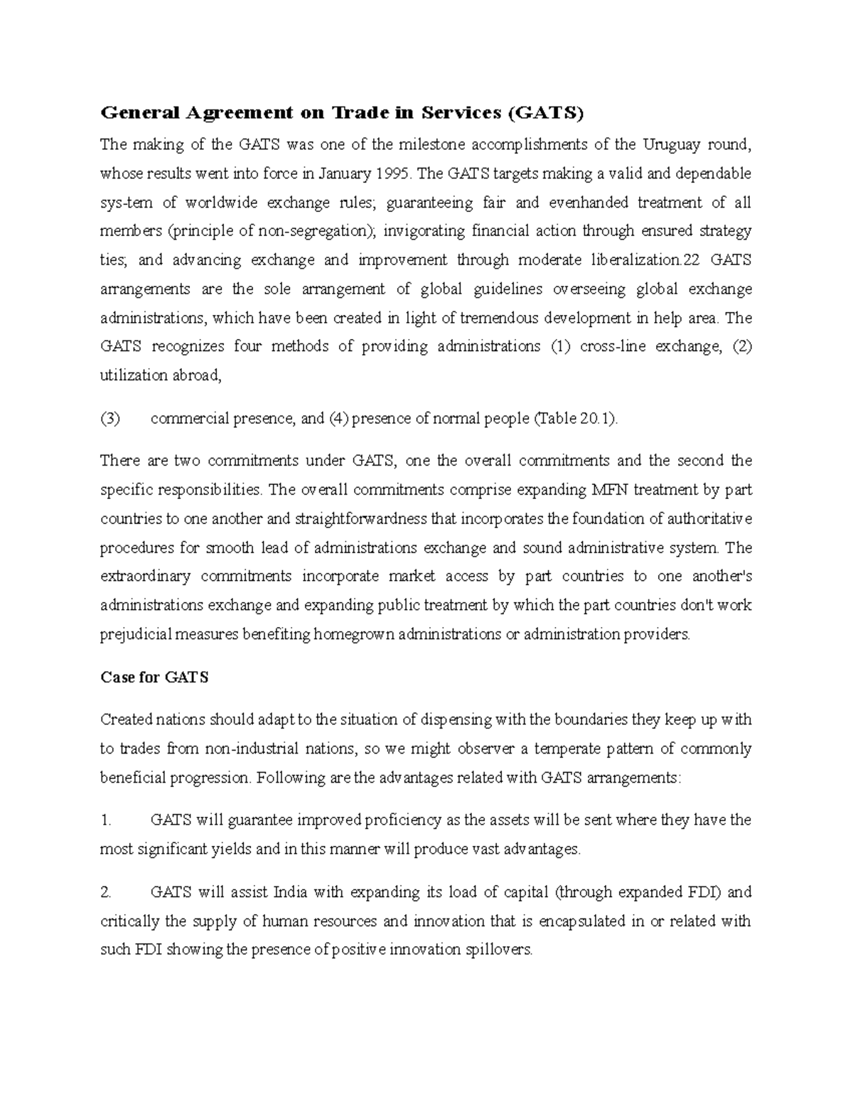 General Agreement on Trade in Services (GATS) - The GATS targets making ...