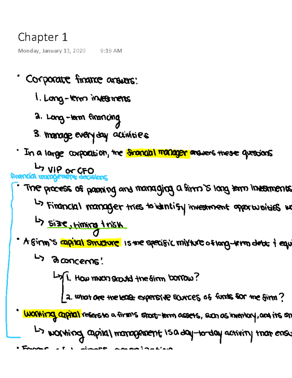 Chapter 1 - Summary Corporate Finance - BUAD 306 - Warning: TT: undefined function: 32 Chapter 1 ...
