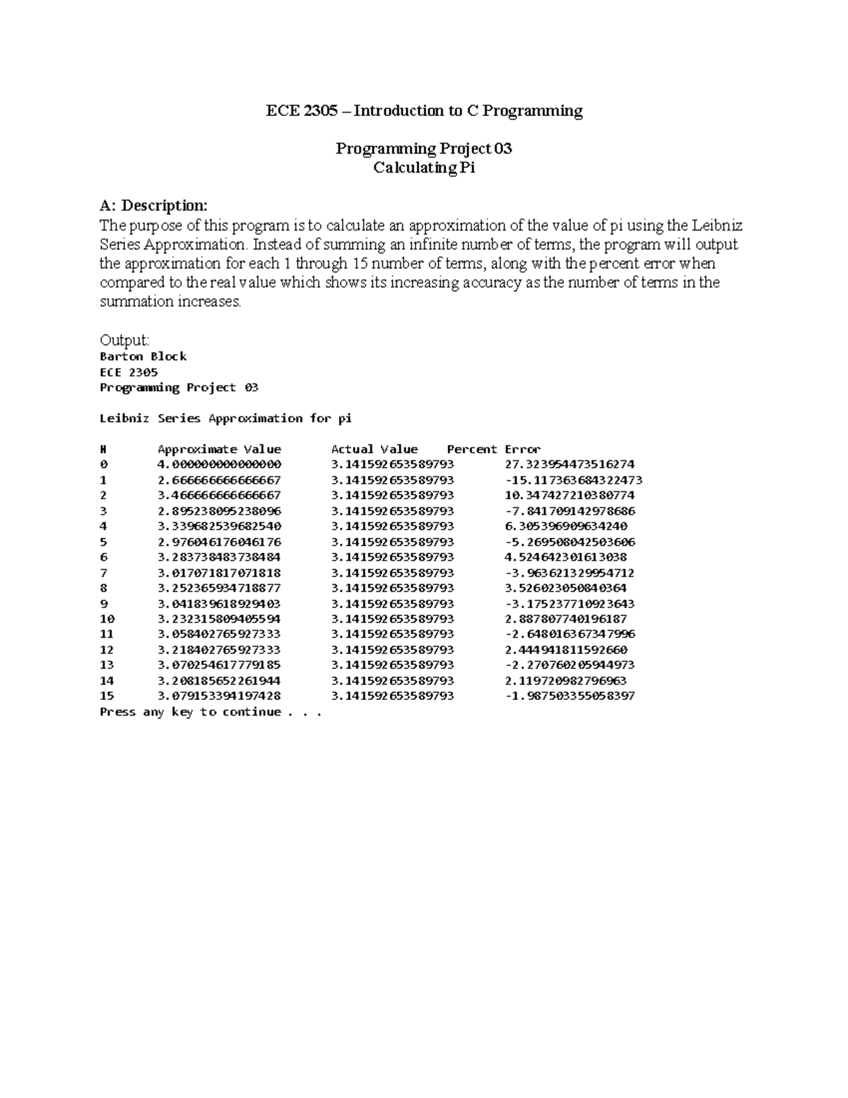 Ece 2305 Programming Project 03 Ece 2305 Introduction To C Programming Programming Project