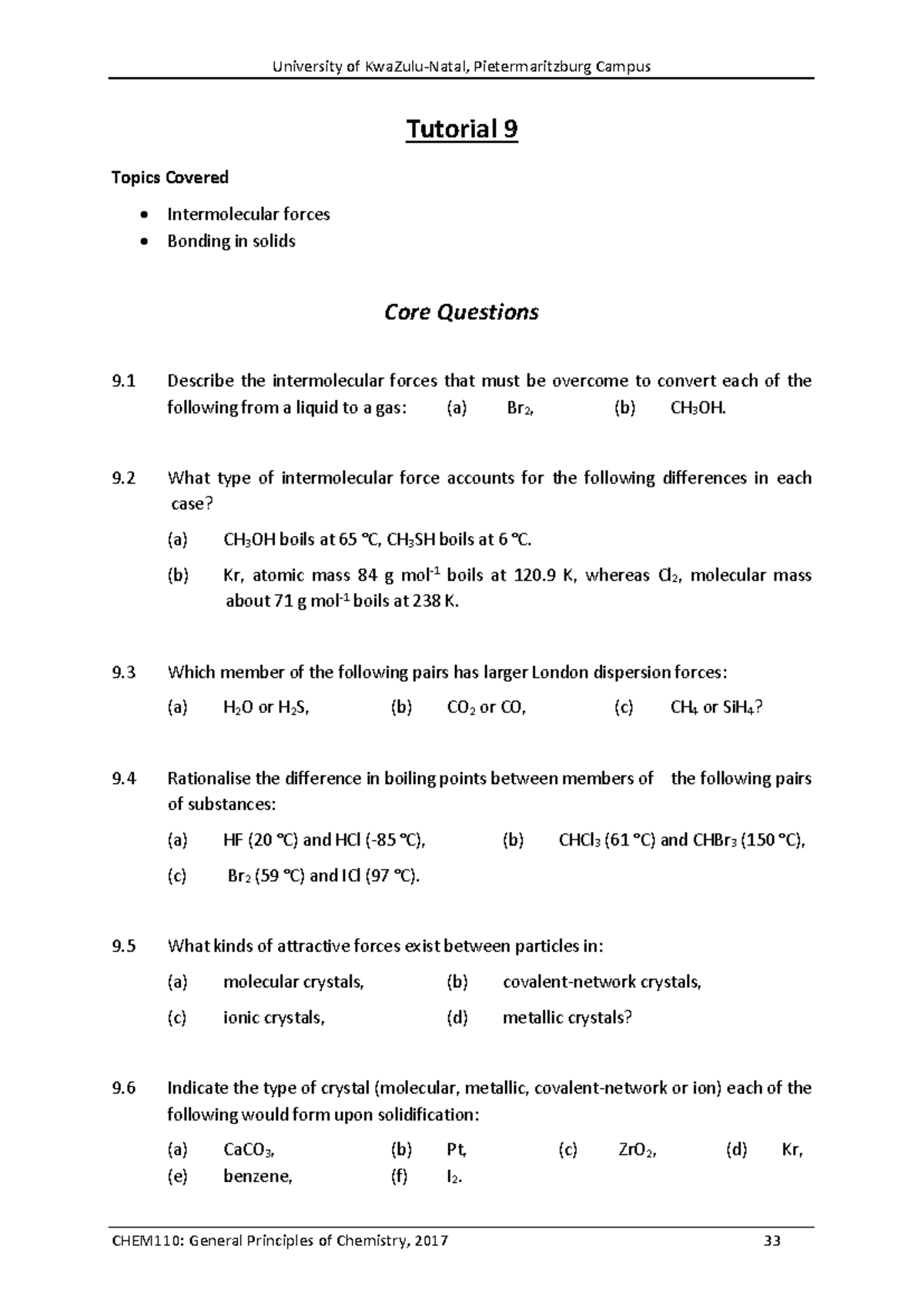 CHEM110 Tutorials 2017 9 - University of KwaZulu‐Natal ...