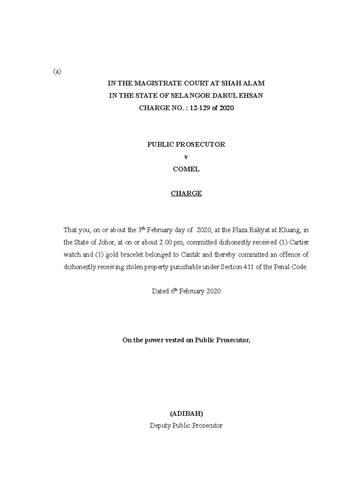 Assignment CPC Criminal Procedure Code 1 a IN THE MAGISTRATE