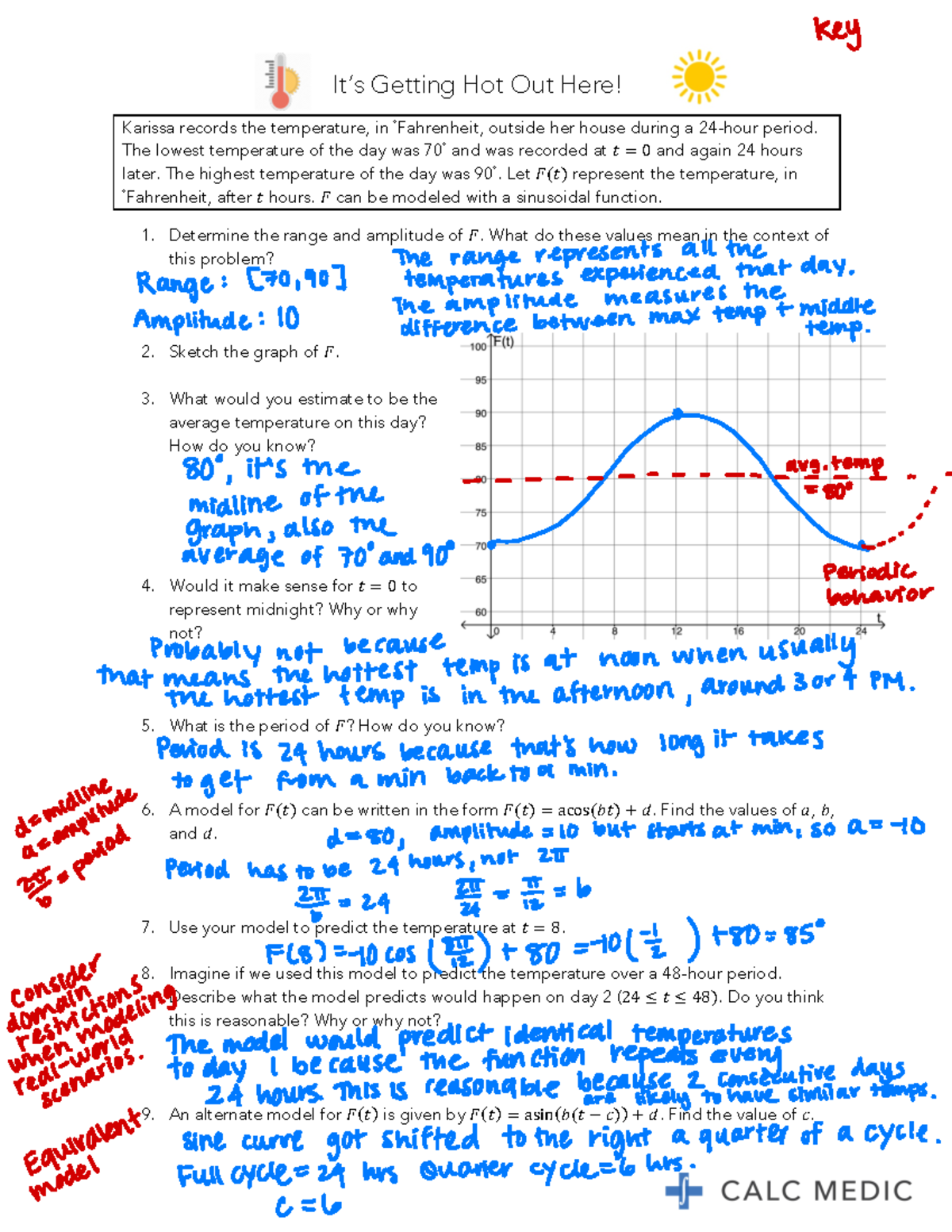 Lesson 6.7 Answer Key - AP Precalculus - Calc Medic - It’s Getting Hot ...