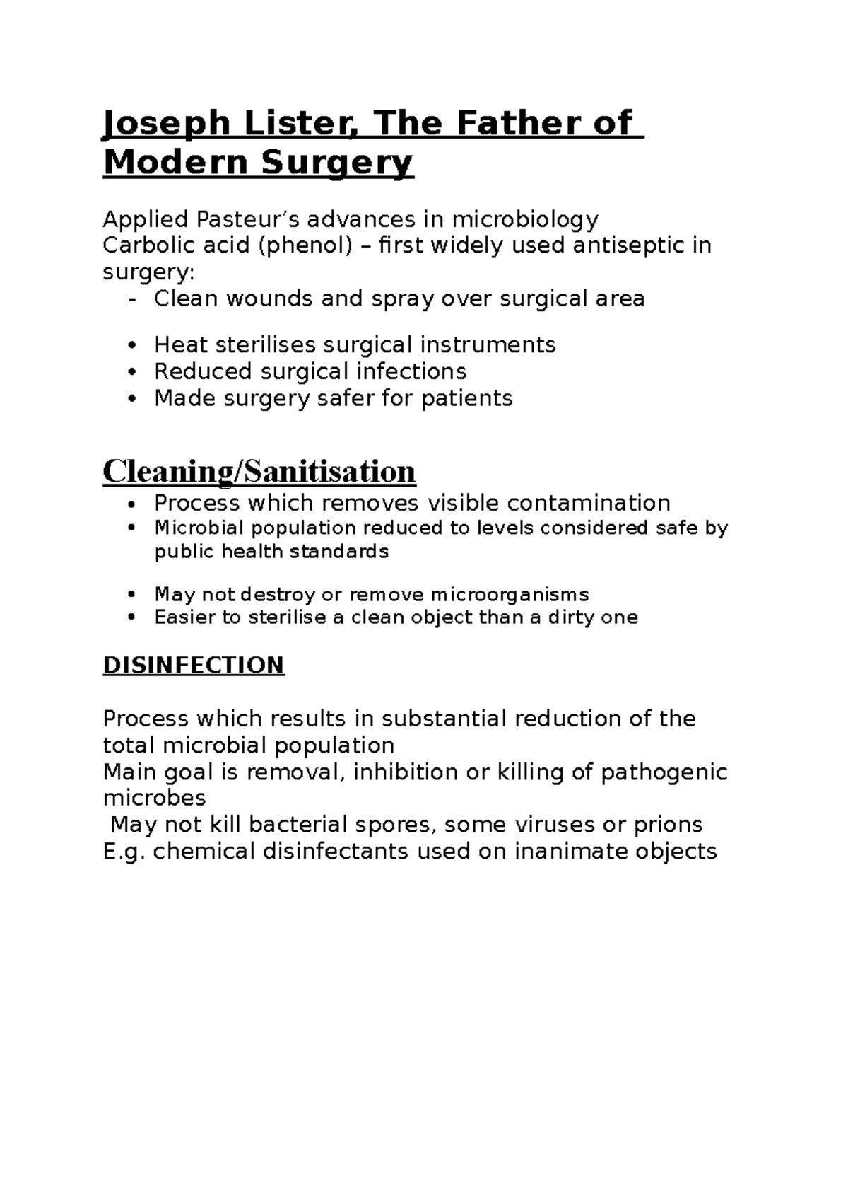Cleaning:sanitisation - Joseph Lister, The Father of Modern Surgery ...