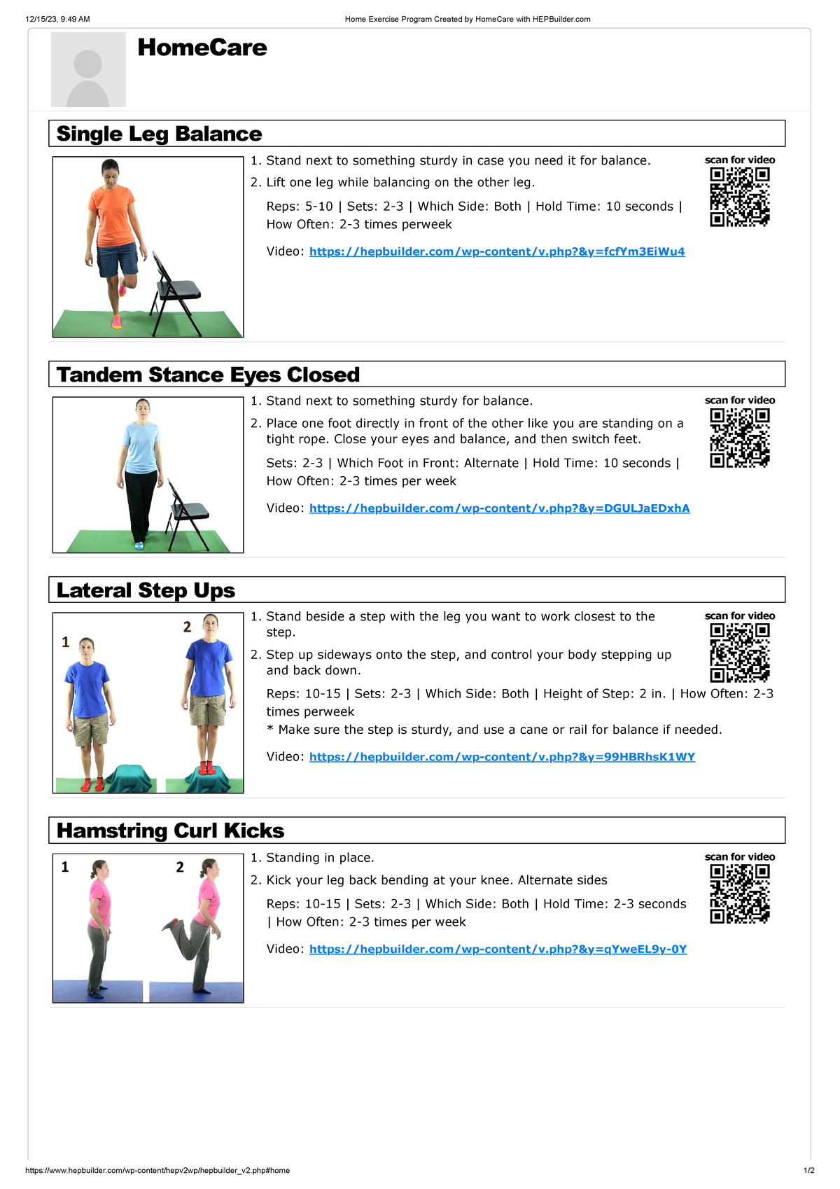 Denis Home Exercise Program - 12/15/23, 9:49 AM Home Exercise Program ...