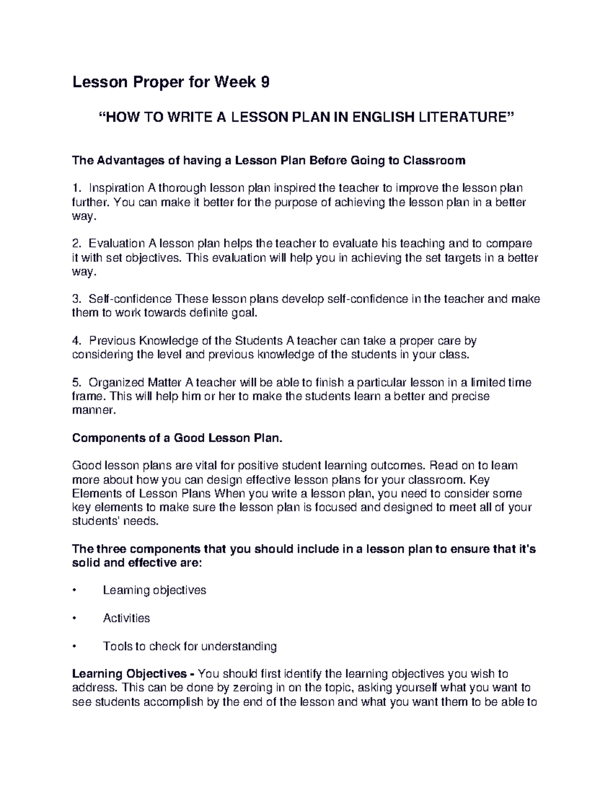 SPE ENG2 WEEK 9 - Lessons proper - Lesson Proper for Week 9 “HOW TO ...