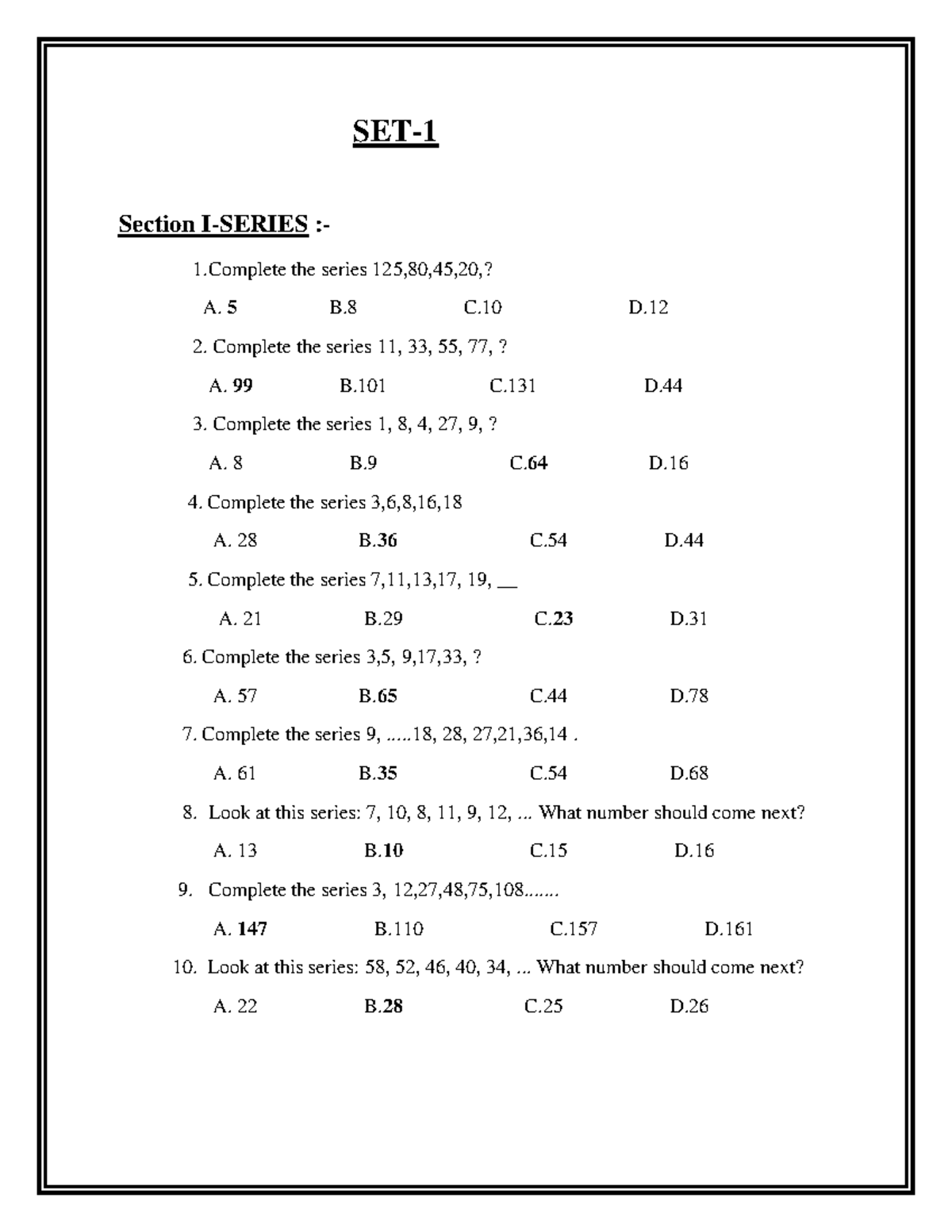 CET Question-set1 - Some practice questions for CET Exam Online - SET ...