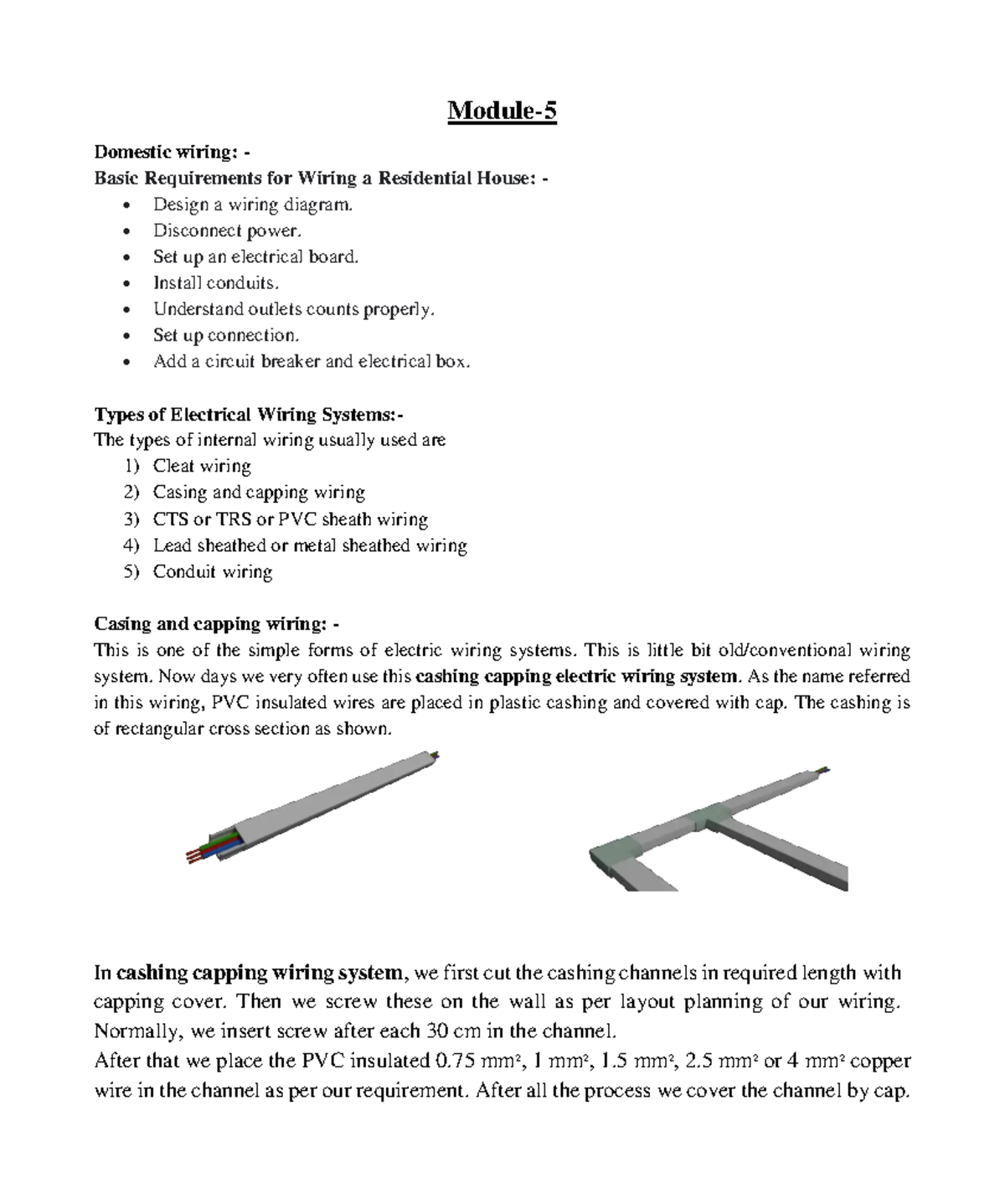 Module-5 Notes - Module- Domestic wiring: - Basic Requirements for ...