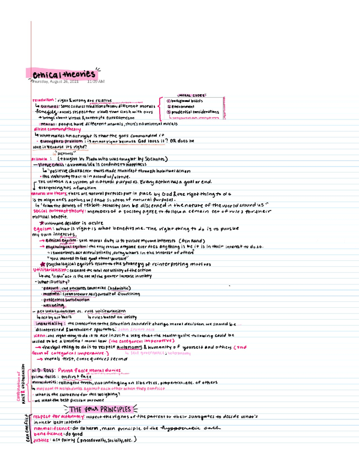 Critical theories notes - biomed ethics - conical theories Thursday ...