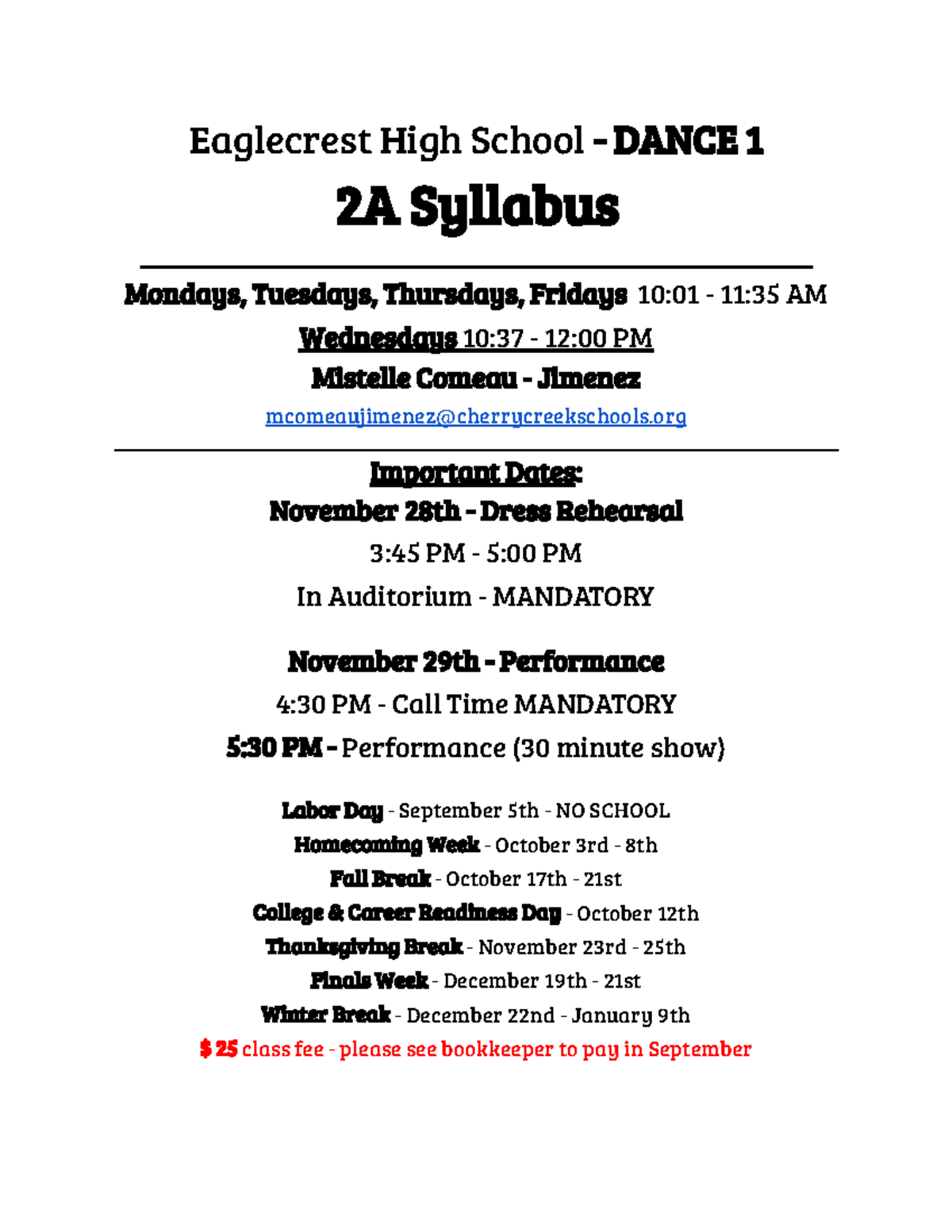 Syllabus Dance 1 - 2A - cvbn - Eaglecrest High School - DANCE 1 2A ...