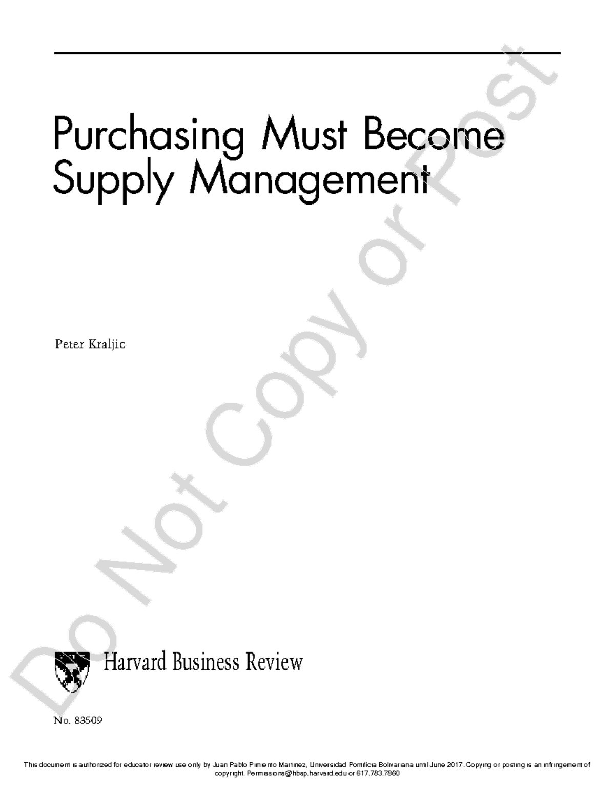 Pimienjp The Kraljic Portfolio Purchasing Model - Purchasing Must ...