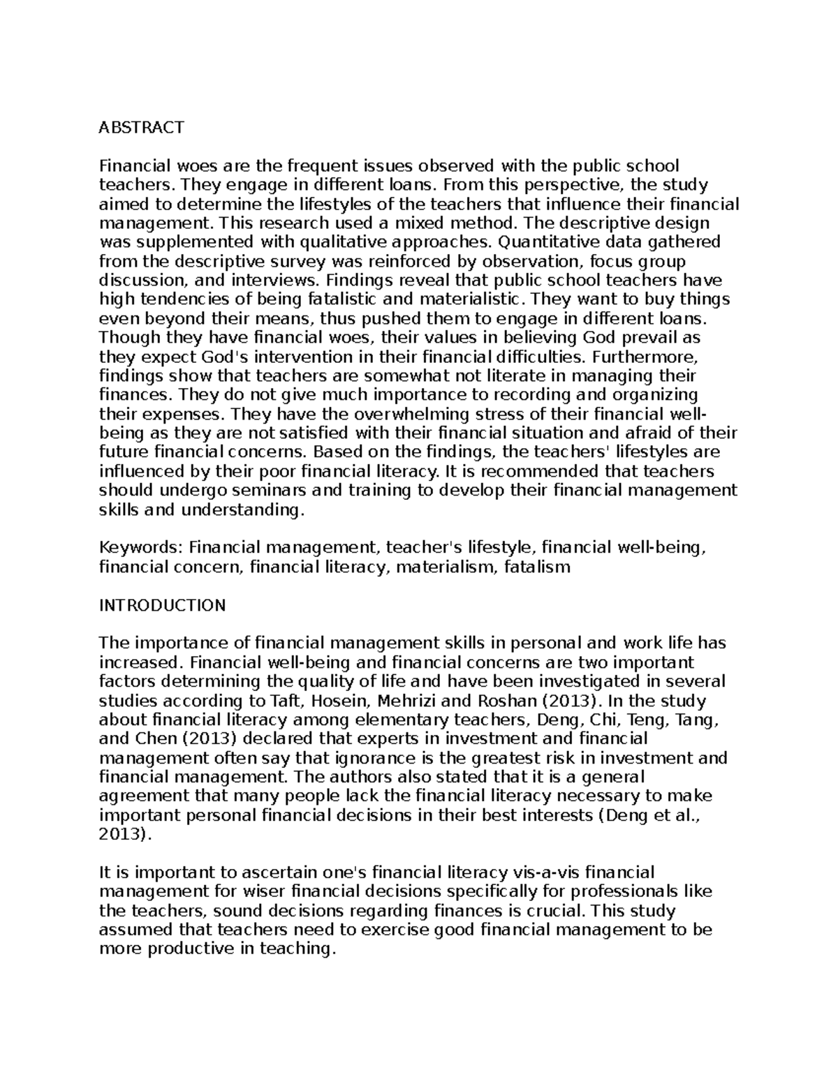 Abstract - research - ABSTRACT Financial woes are the frequent issues ...