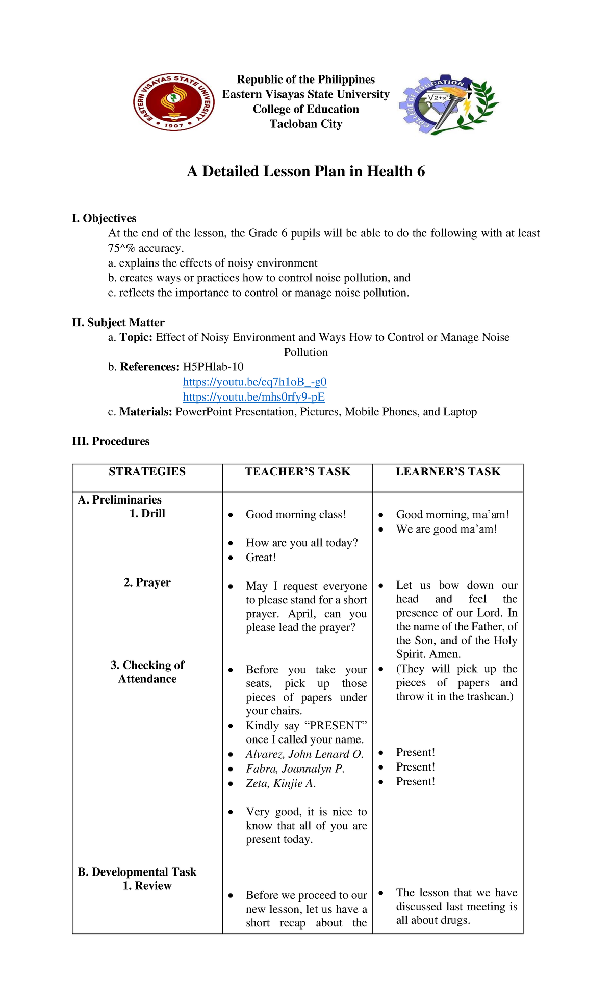 Detailed-Lesson-Plan-in-Health-6 - Republic of the Philippines Eastern ...