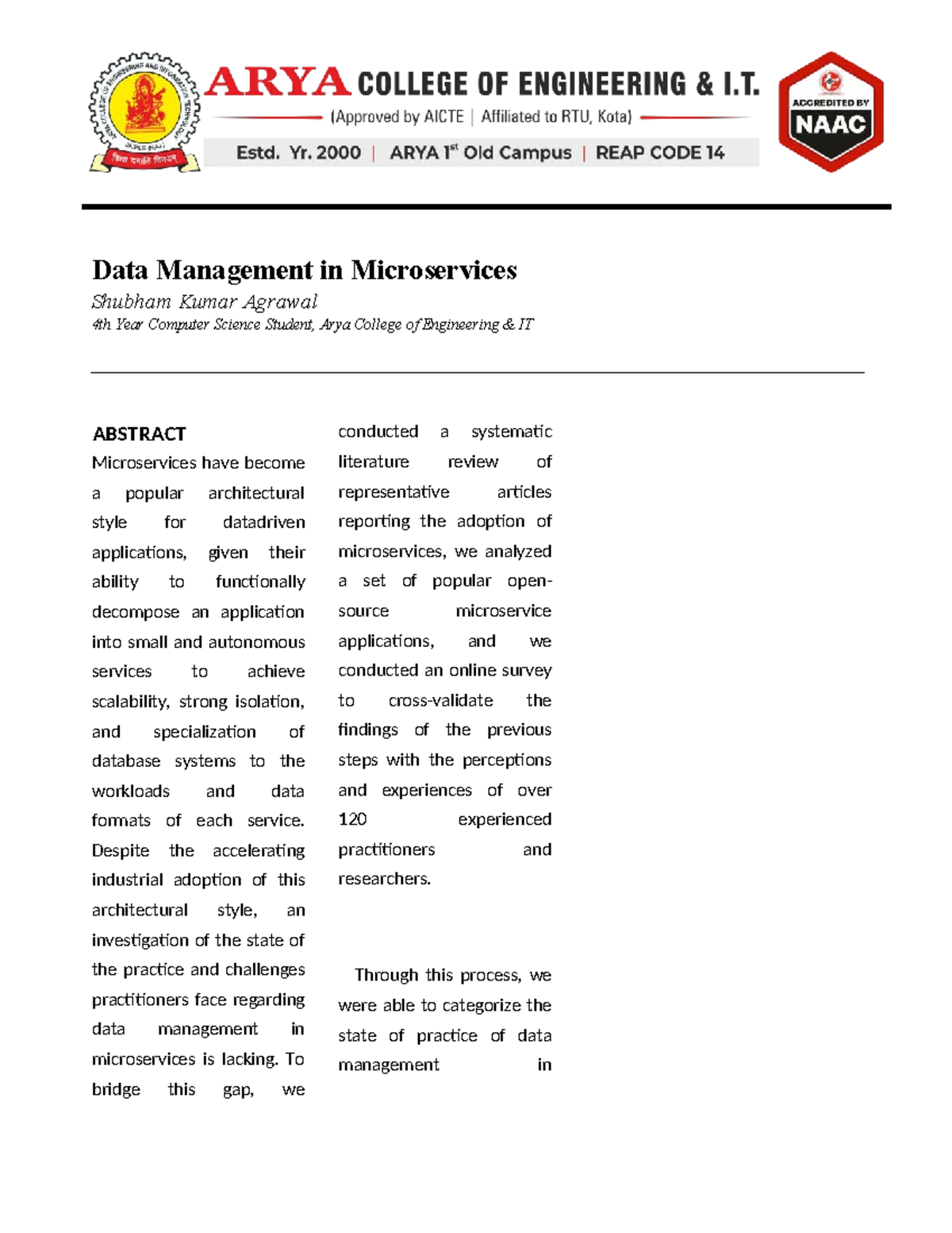 Shubham Kumar Agrawal-Data Management in Microservices - Data Management in Microservices ...