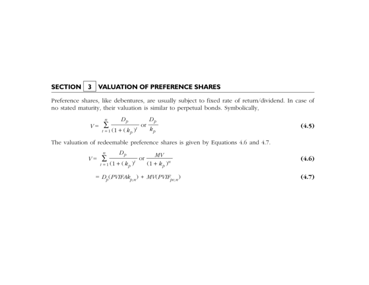 Valuation OF Preference and Ordinary Shares - Financial Management ...