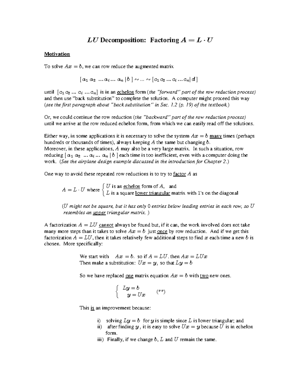 309LUpdf - linear notes for LU decomposition,linear notes for LU ...