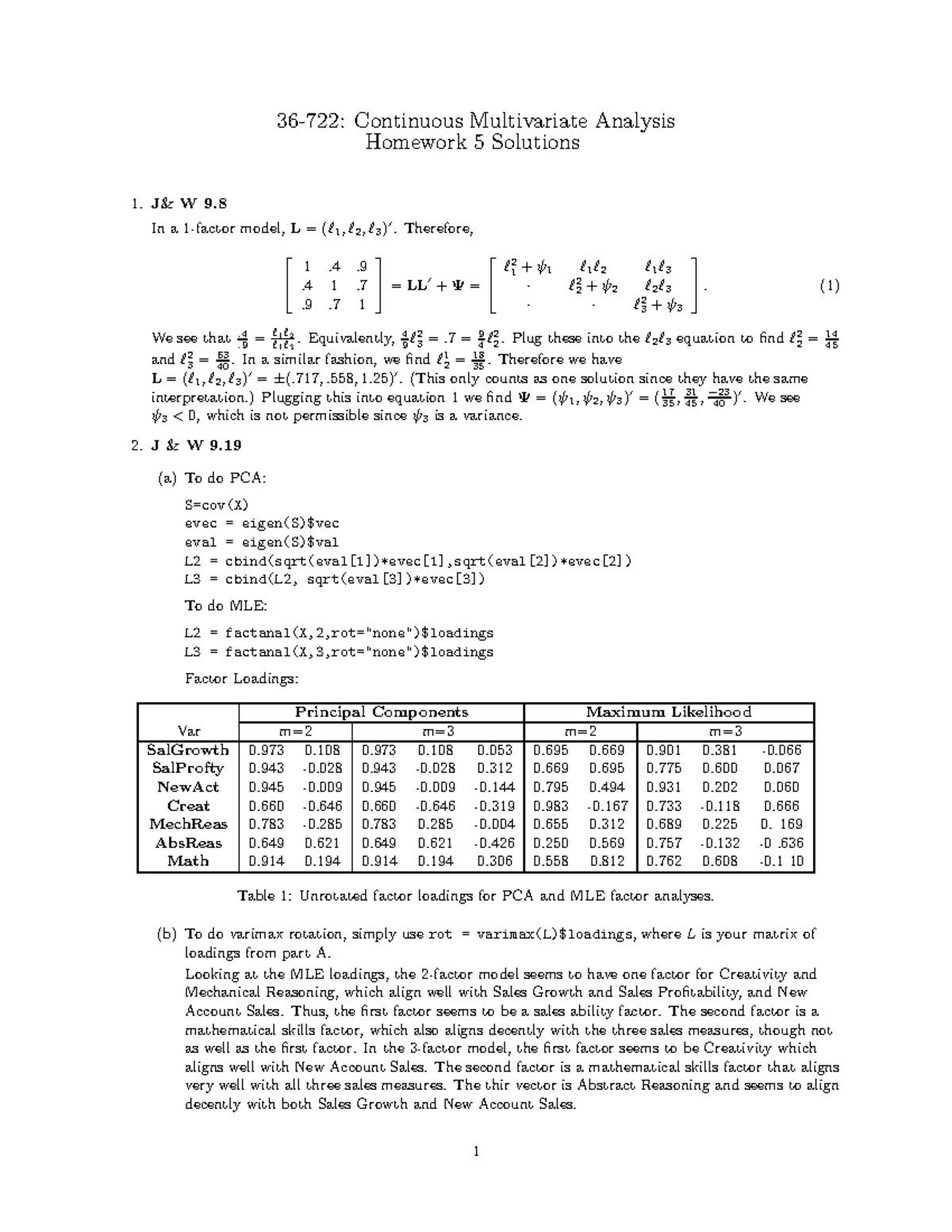 Hw5key - December 7, 2007. Questions and solutions. - 36-722 ...