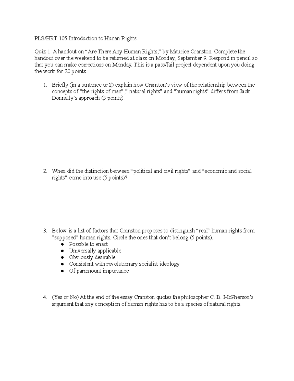 Human Rights Quiz 1 f19 - Practice Quiz for this class - PLS/HRT 105 ...