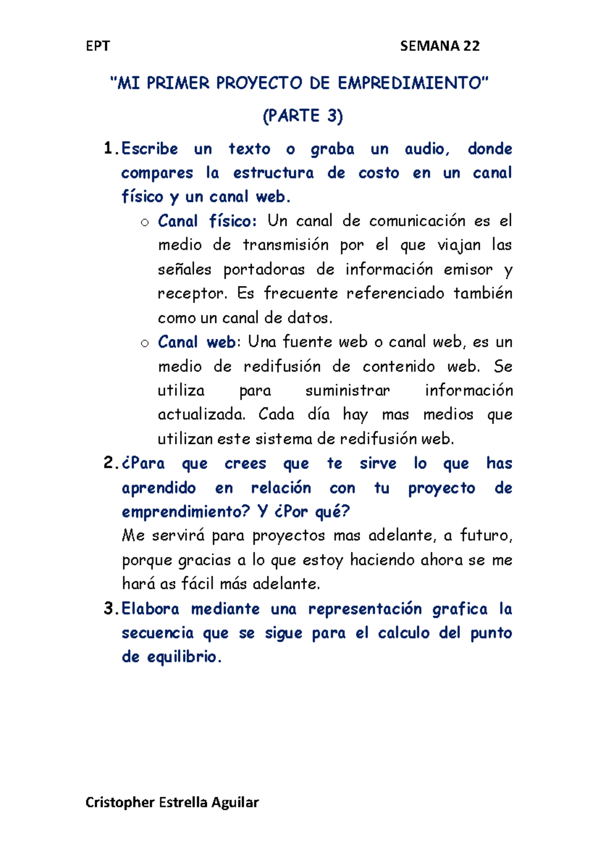 MI Primer Proyecto DE Empredimiento ept semana 22 - EPT SEMANA 22 ‘’MI ...