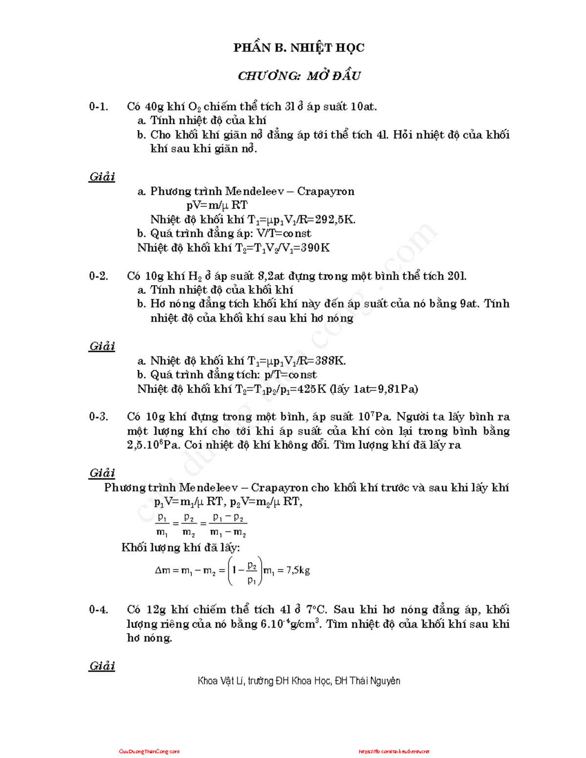 Vat-ly-dai-cuong-1 giai-bai-tap-nhiet - [cuuduongthancong - Khoa VËt LÝ, tr−êng §H Khoa Häc, §H ...
