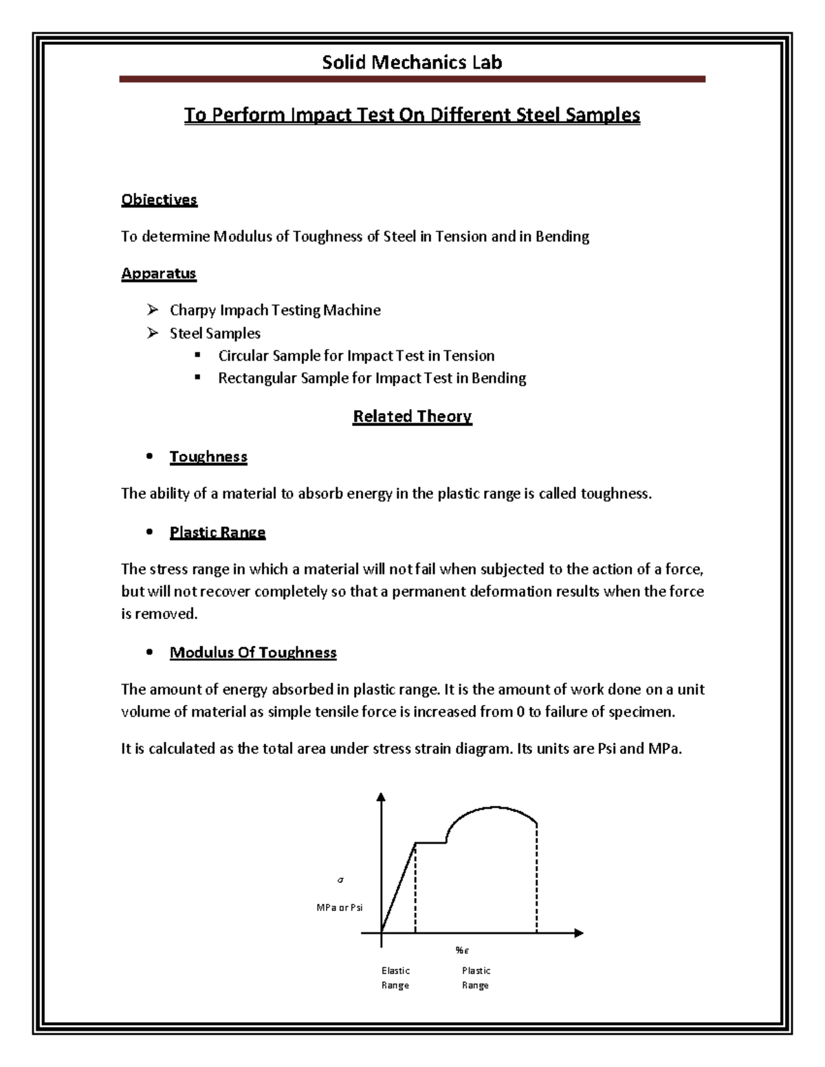 To perform impact test on different steel samples - To Perform Impact ...