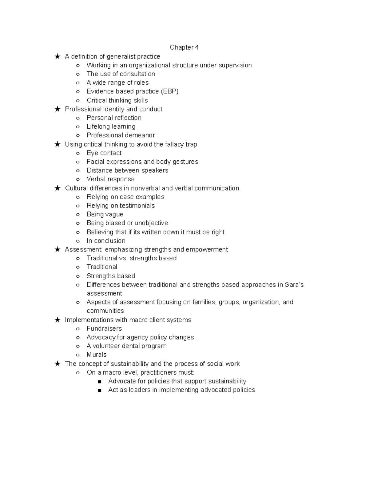 Chapter 4, Intro to Social Work - Chapter 4 ★ A definition of ...