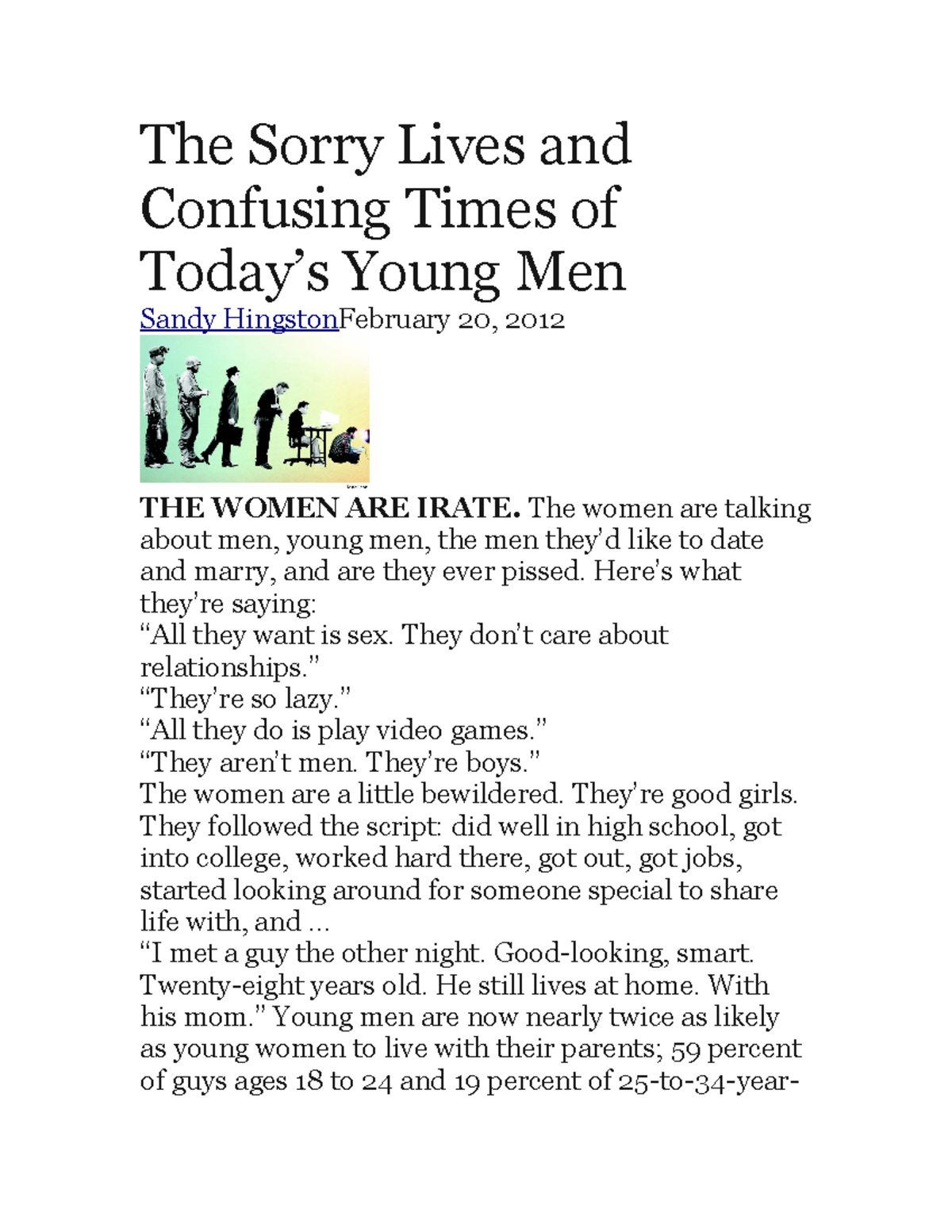 4 The Sorry Lives and Confusing Times of Today’s Young Men - The Sorry Lives and Confusing Times ...