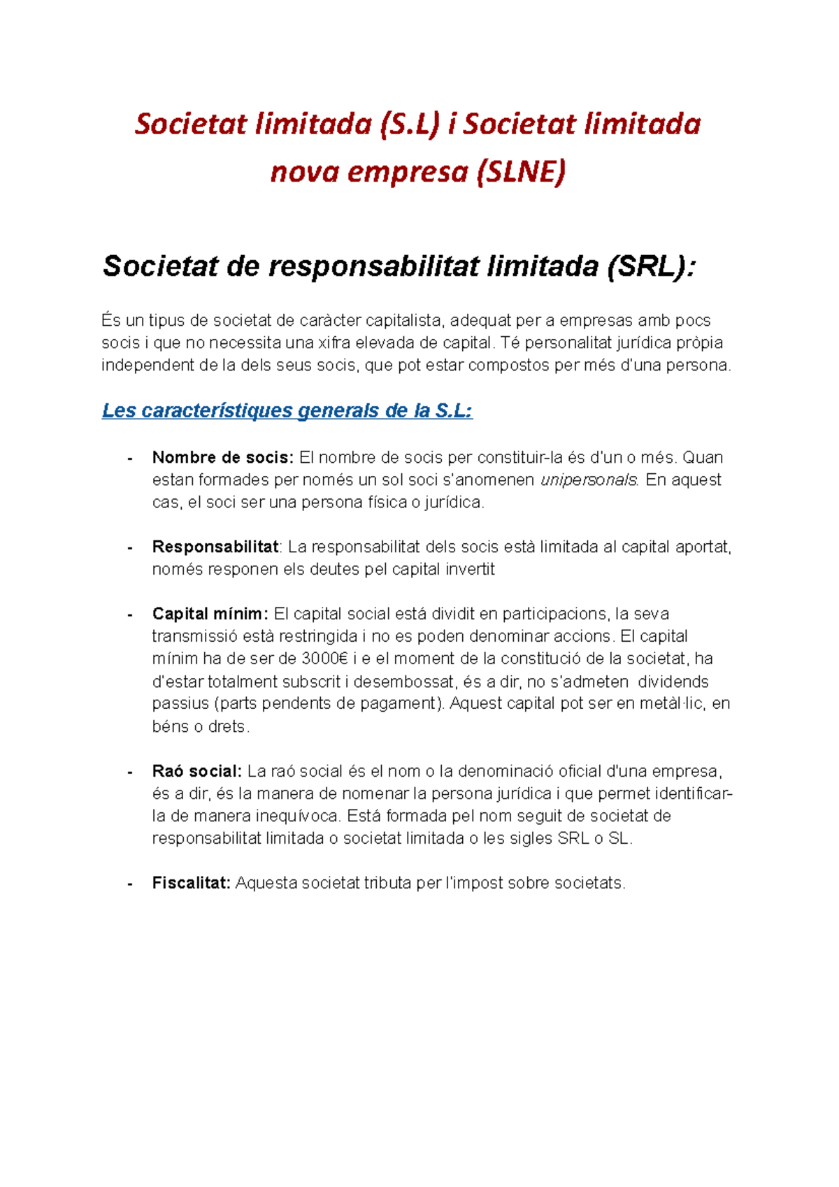 EXPO F - Apunts eco - Societat limitada (S) i Societat limitada nova ...